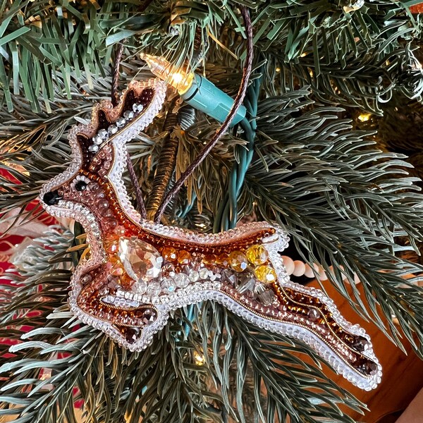 Bead Embroidery Kit Deer. Seed Bead Brooch Kit. DIY Craft Kit. Animal ...