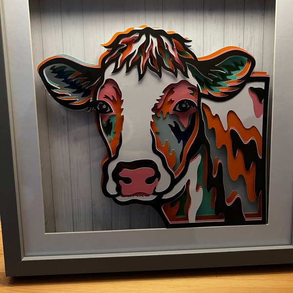 3D Cow Layered SVG for Cardstock/ Farmhouse Decoration/ Cow Gift for ...