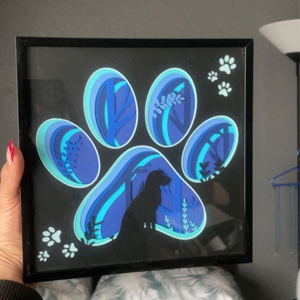 3D Dog Paw Shadow Box SVG, Mandala Layered Laser Cut - Etsy