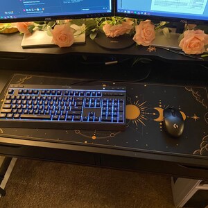 Moon Phases Mousepad, Celestial Moon Cycle Lunar Chart in Black and ...