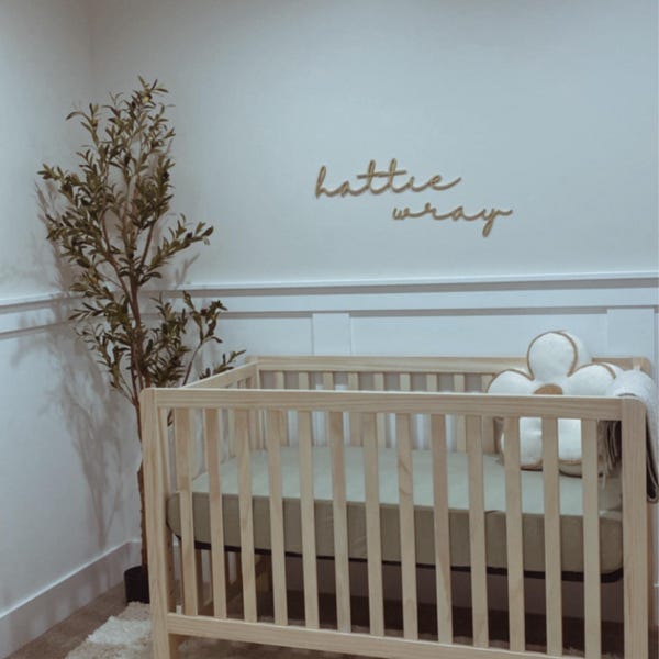 36 Inch Wood Script Nursery Baby Room Name Laser Cut Sign Cursive First ...
