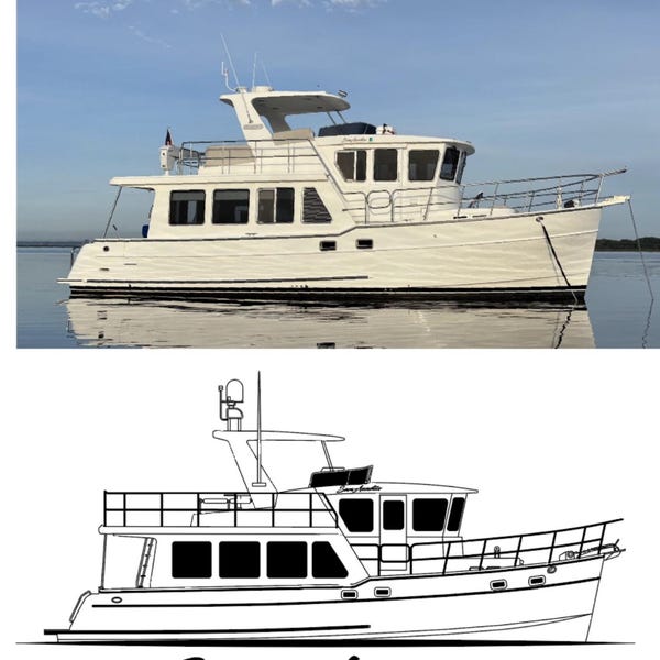 Boat Line Art - Custom Line Drawing Vector File Download- Catamaran ...