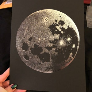 Stipple Moon Foil Print - Etsy