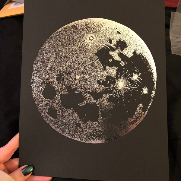 Stipple Moon Foil Print - Etsy Canada