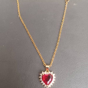 Red Heart Gem Ring, Gold Plated 925 Sterling Silver, Ruby Red Signet ...