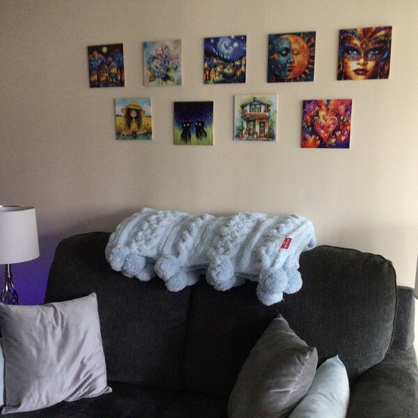 Black Cats on a Starry Night, Art on a 6x6, 8x8 (actual 7.8) or 12x12 ...