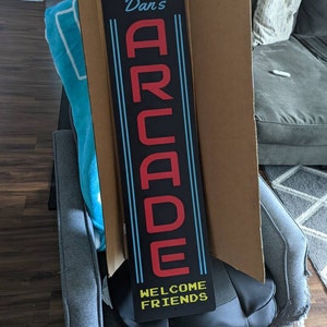 Arcade Sign Vertical, Gamer Gift, Custom Arcade Decor, Game Room Sign ...