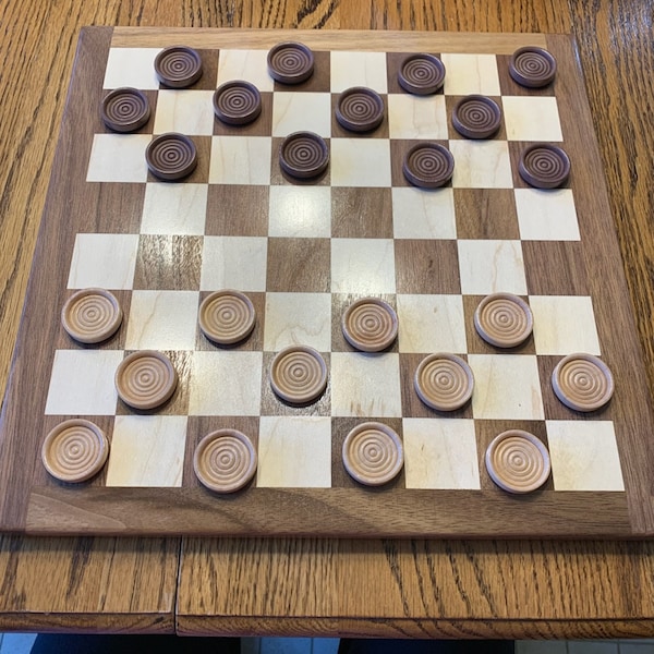 Checker Set Handmade, Wood Checker Board, Checker Board, Wood Board ...