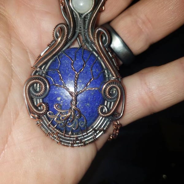 Red Flash Labradorite Gemstone Pendant Copper Wire Wrapped Pendant ...