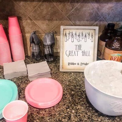 The Great Hall Nibbles and Drinks Antique Paper Sign INSTANT DOWNLOAD ...