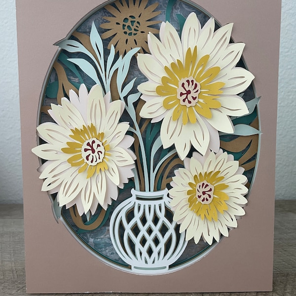 Flower Bouquet Shadow Box SVG: Layered Paper Cut Files - Etsy
