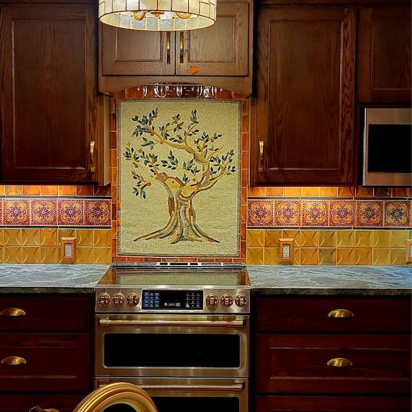 Ceramic Tile Vintage Art Nouveau Flower Design Kitchen Backsplash Tile ...
