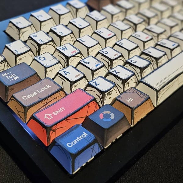 129 Pcs Yellow Cyberpunk Keycap Set, Cherry Profile, Artisan Keycaps ...