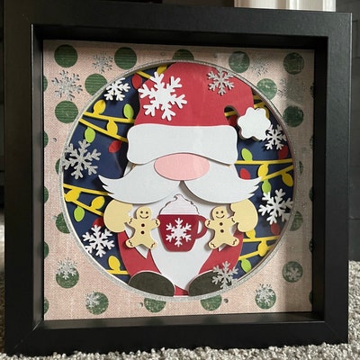 Christmas Gnome 3D Shadow Box SVG/ Cute Gnome Shadow Box/ Christmas ...