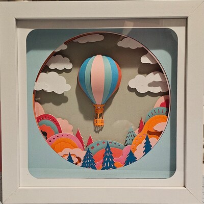 Hot Air Balloon SVG Shadow Box Template, Cardstock Project for Cricut ...