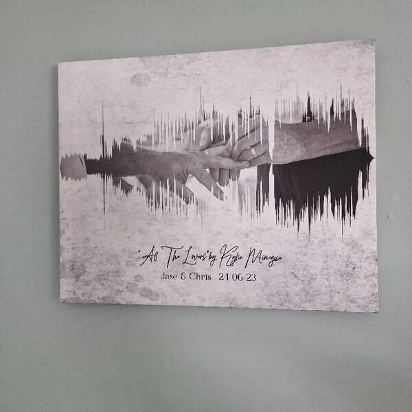 1st/ Paper Anniversary Custom Soundwave With Digital Portrait - Wedding ...