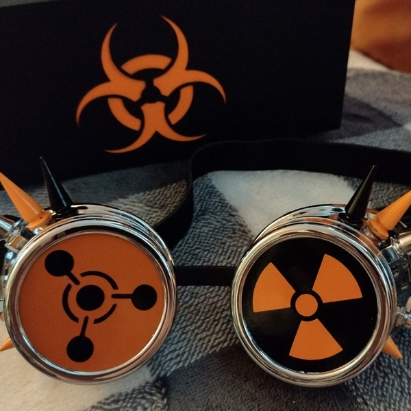 Orange and Black Cybergoth Goggles With Radioactivity and Biohazard ...