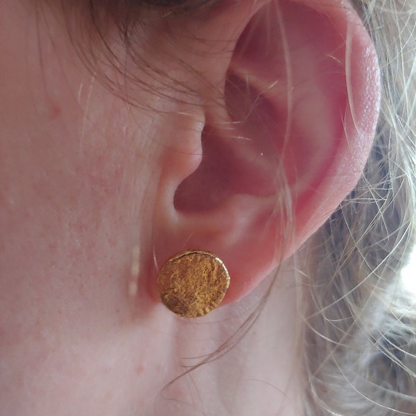 Gold Stud Earrings, Coin Stud Earrings, Gold Coin Earrings, Simple ...
