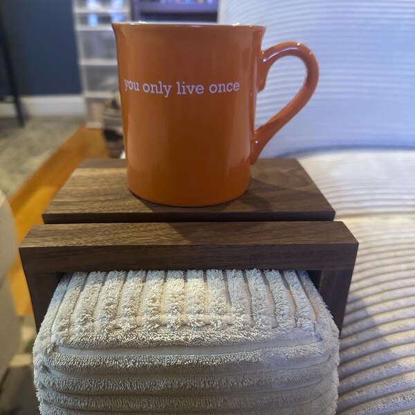 Custom Wood Couch Coaster: Sofa Armrest Tray With Phone Stand - Etsy