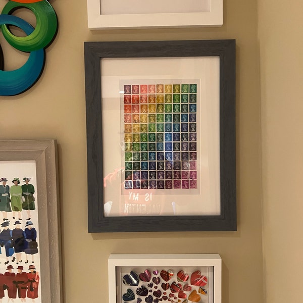 Rainbow Postage Stamp Decor, Ready to Frame | Colourful Unframed ...