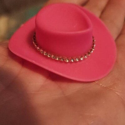 Pink Cowboy Hat With Rhinestone Fringe and Rhinestone Hat Band, Bridal ...