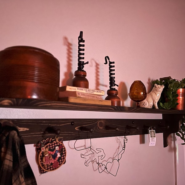 Shaker Peg Rack With Shelf, Stained Peg Shelf, Shaker Peg Coat Rack ...