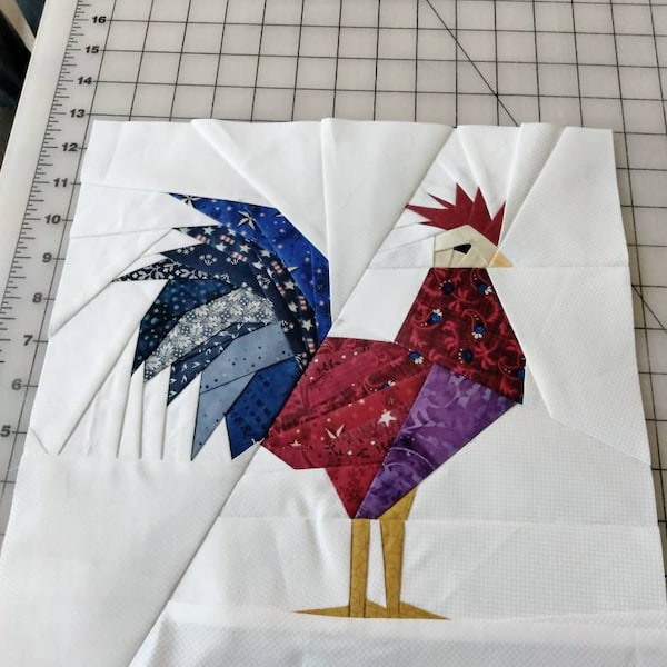 Rooster Quilt Block Pattern: Foundation Paper Piecing (PDF Download) - Etsy
