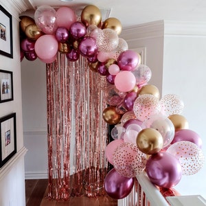 Balloon Arch Pink, Metallic Pink, Gold, Gold Polka Dot Pink Foil ...