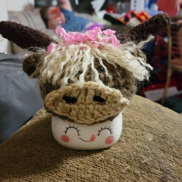 PATTERN Highland Cow Marshmallow Mug Hat / Rae Dunn Farmhouse Display ...