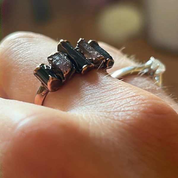 Multi Tourmaline Ring | Rough Stone Ring | Statement Ring | Gemstone ...
