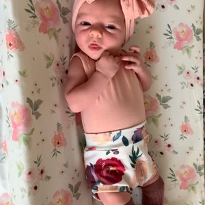 White Burgundy Blush Floral Print Jersey Knit Bummies With - Etsy