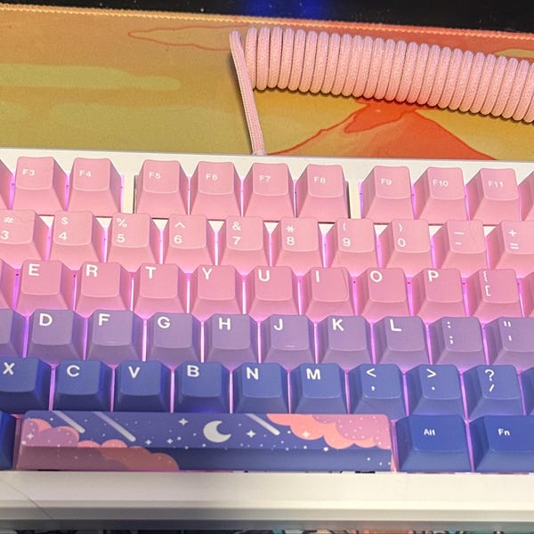 Backlit Soft Pink Cherry Blossom Keycap Set for Mechanical Keyboard ...