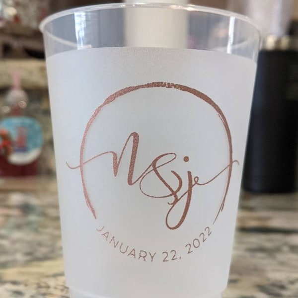 Monogram Plastic Party Cups, Personalized Hard Plastic Cups ...