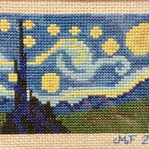 The Starry Night Mini Cross Stitch Pattern PDF, Small Mini Art ...