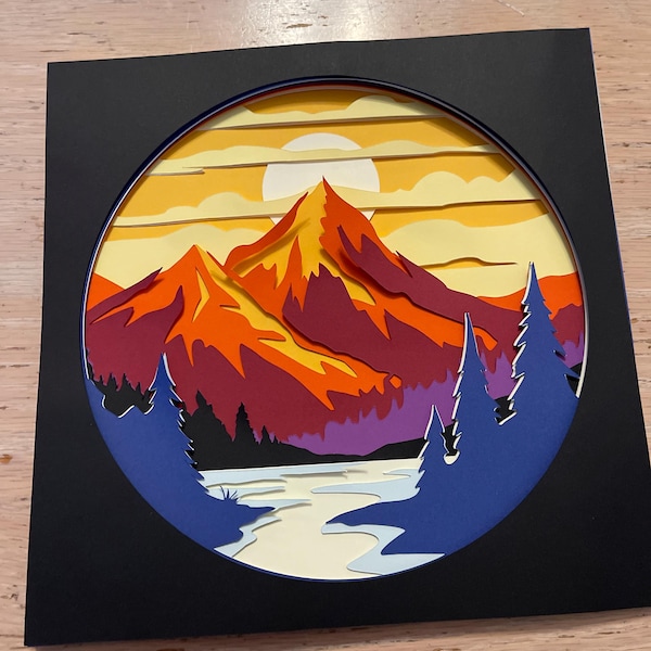 Mountain Landscape Shadow Box SVG Template, 3D SVG Shadowbox, DIY Cabin ...