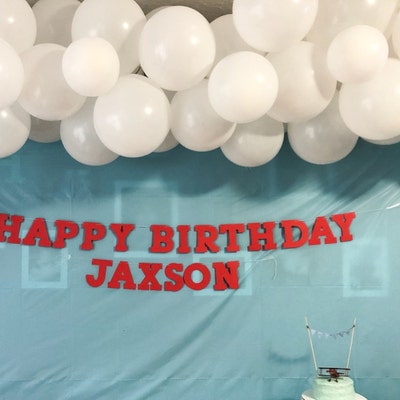 Red Happy Birthday Banner, Red Birthday Banner, Bold Serif Font, Red ...