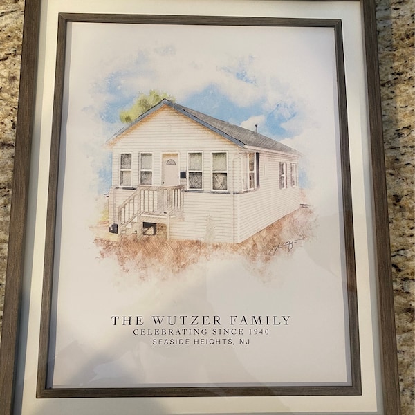 Custom Home Portrait Print, Personalized Watercolor Home Wall Art ...