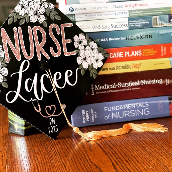 Custom "cherry Blossom Bsn" Graduation Cap Topper, Nursing Graduation ...