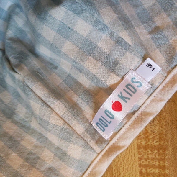 Printed Satin Size Tabs-for Childrens / Kids & Baby Clothing-white ...