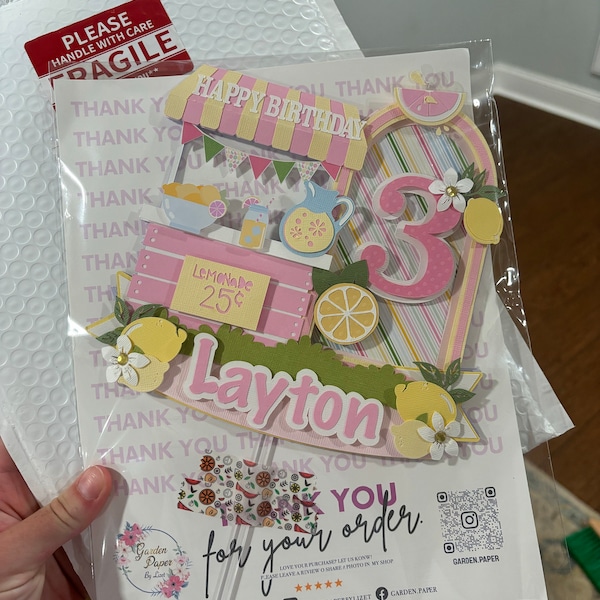 Pink Lemonade Cake Topper, Lemon Cake ,lemonade Birthday, Lemonade ...