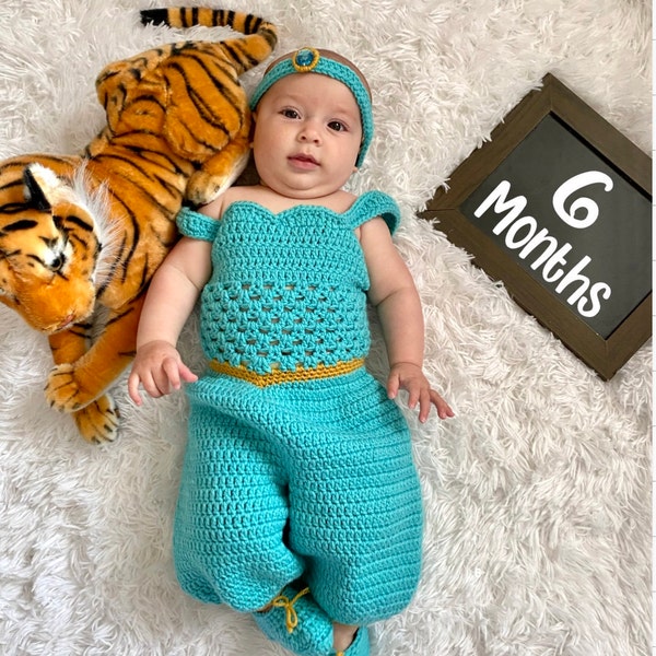 Crochet Disney's 'jasmine' Inspired Princess Jumper With Slippers- Size ...
