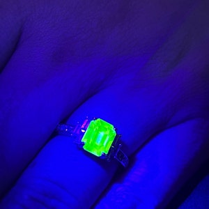 Uranium Glass Ring New Sterling Silver Size 7 or 7.5 With a Vintage ...