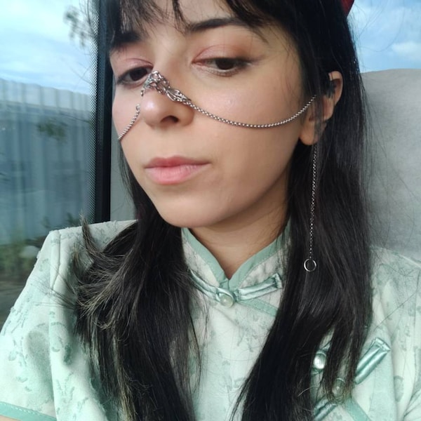 Nose Chain akasha Filigree Face Jewelry Gothic Mask, Goth Valentines ...