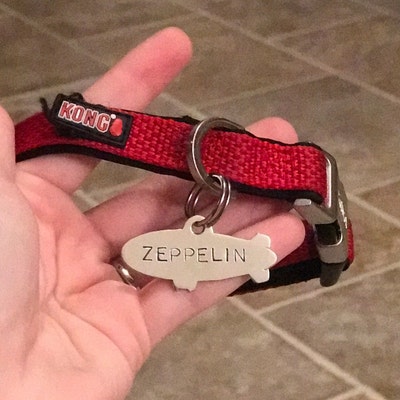Zeppelin Pet ID Tag Handmade Nickel Copper or Brass - Etsy