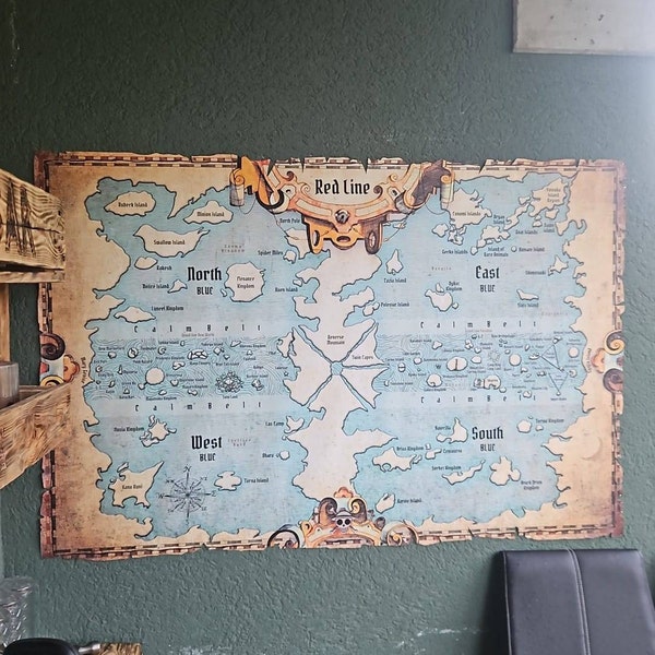 Anime One Piece World Map, Wrapped Canvas Map, World Map, Wrapped ...
