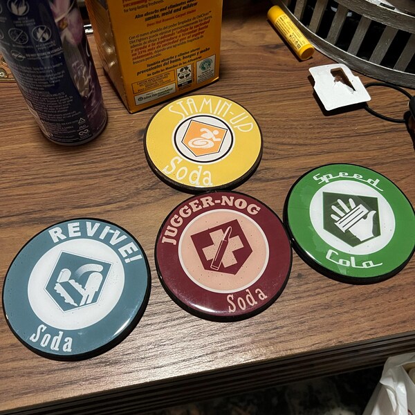 COD Zombies Perks Epoxy Resin Wood Coasters for Game Room, Mancave, and ...