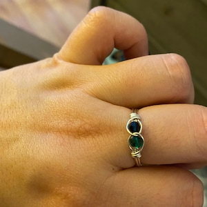 Sleek Green and White Spotted Jade Ring Sterling Silver | Etsy