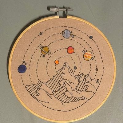 Mountain Solar System Embroidery Pattern PDF Guide Space Planets ...