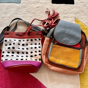 Unusual & Unique Colourful Leather Bag, Recycled Leather Clutch ...