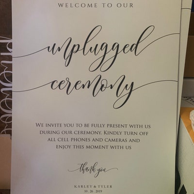 Unplugged Ceremony Sign, Wedding Unplugged Poster Sign Template ...